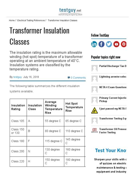 Transformer Insulation Classes Pdf Transformer Insulator