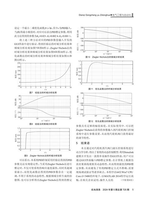 基于simulink的汽轮机蒸汽阀门液压控制系统gui界面整定程序研究 江苏《机电信息》杂志社有限公司