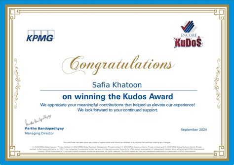 Safia Khatoon On Linkedin Kpmg Kudosaward Workexcellence 10 Comments