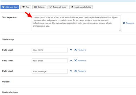 Adding Text Between Fields In Shack Forms Pro Joomlashack