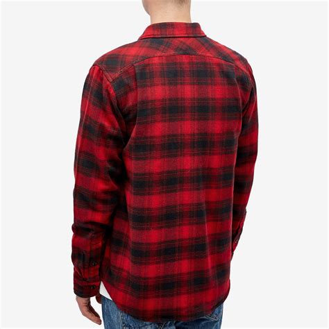 Filson Mens Vintage Flannel Work Shirt In Red Oak Ombre Filson