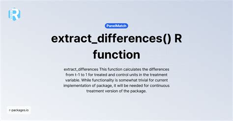 Extractdifferences R Function From Panelmatch R Packages