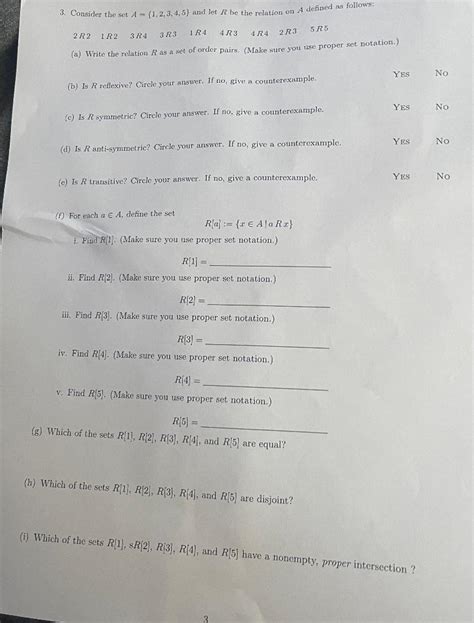 Solved 3 Consider The Set A 12345 And Let R Be The