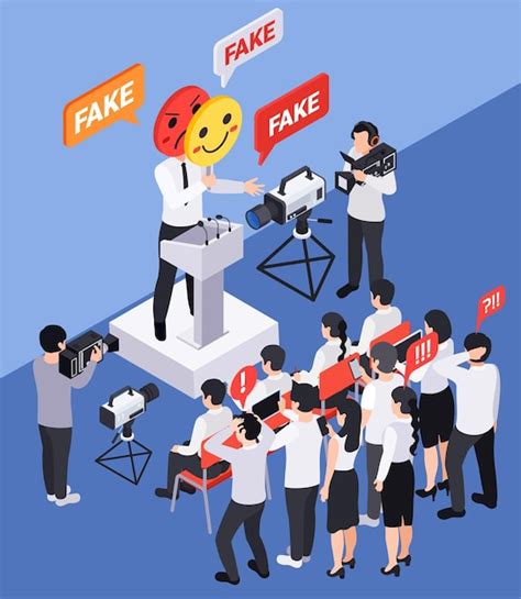 Free Vector Fake News Disinformation Propaganda Isometric Composition With Human Characters