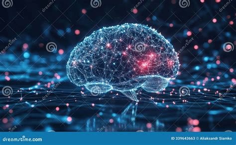 Advanced Ai Algorithm Visualized As A Glowing Digital Brain With Neural