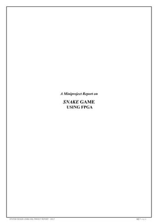 Snake Game On FPGA In Verilog PDF