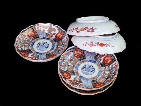 古伊万里 金襴手 花鳥紋に松竹梅図 4寸皿 5枚セット