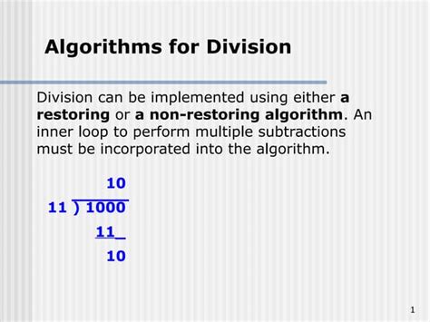 Restoring And Non Restoring Division Algorithm By Sania Nisar Pptx