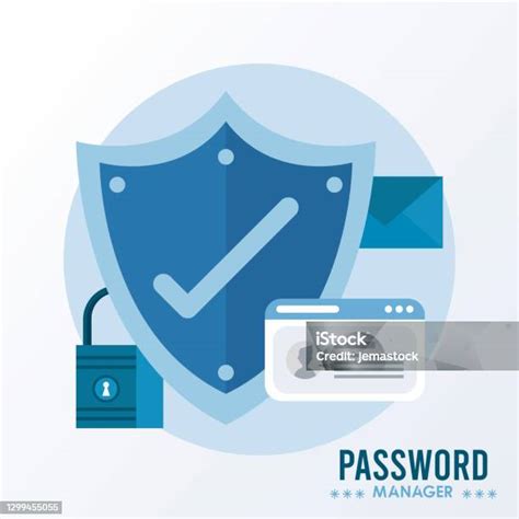방패와 보안 아이콘의 체크 기호가 있는 암호 관리자 테마 경영자에 대한 스톡 벡터 아트 및 기타 이미지 경영자 데이터 로그인 Istock