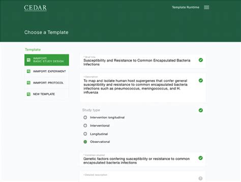 Prototype User Interface For Template Selection And Instantiation