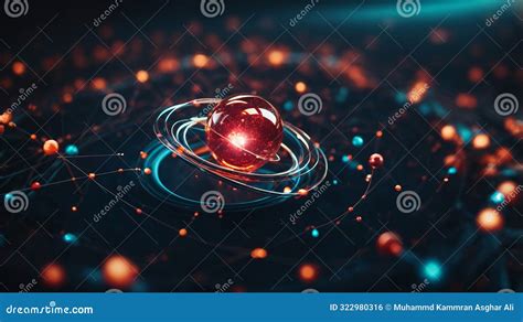 Abstract Conceptual Illustration Of Atom With Electrons And Protons