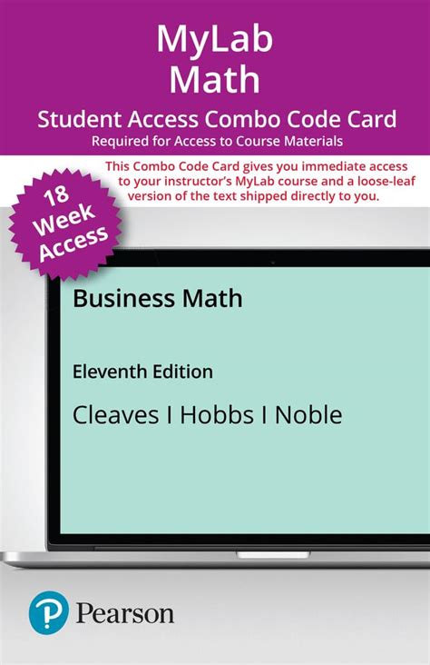 Mylab Math With Pearson Etext Combo Access Card For Business Math Weeks Cleaves Cheryl