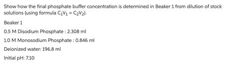 Solved Show How The Final Phosphate Buffer Concentration Is