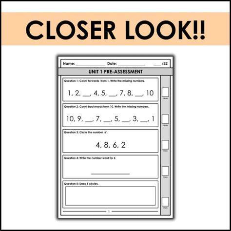 Year 1 Maths Pre Assessment Number And Place Value Within 10 Answers