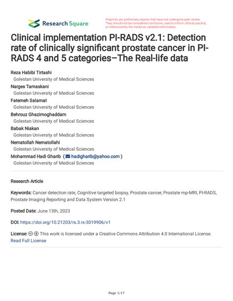 Pdf Clinical Implementation Pi Rads V21 Detection Rate Of