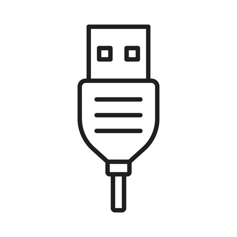 USB Cable Plug Icon Vector Black And White Pluging USB Cable Icon Vector And Illustration