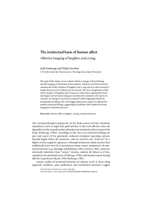 Pdf The Instinctual Basis Of Human Affect Affective Imaging Of Laughter And Crying