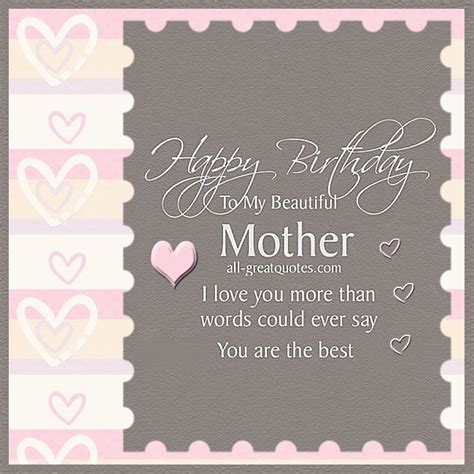 Happy Birthday Wishes For Mom Beautiful Card With Hearts