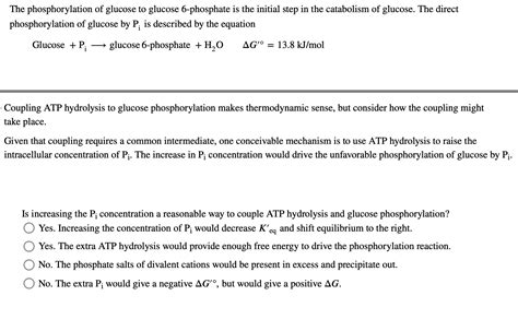 Solved Coupling Atp Hydrolysis To ﻿glucose Phosphorylation