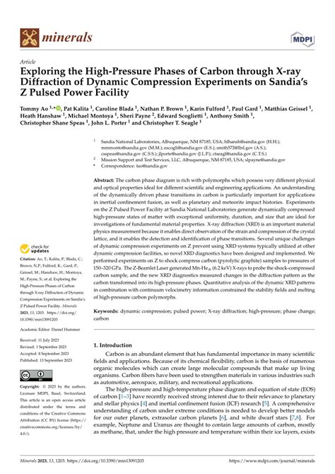 Pdf Exploring The High Pressure Phases Of Carbon Through X Ray Diffraction Of Dynamic