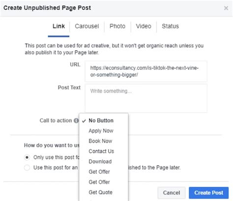 How To Add Embedded Call To Action Buttons To Your Facebook Posts