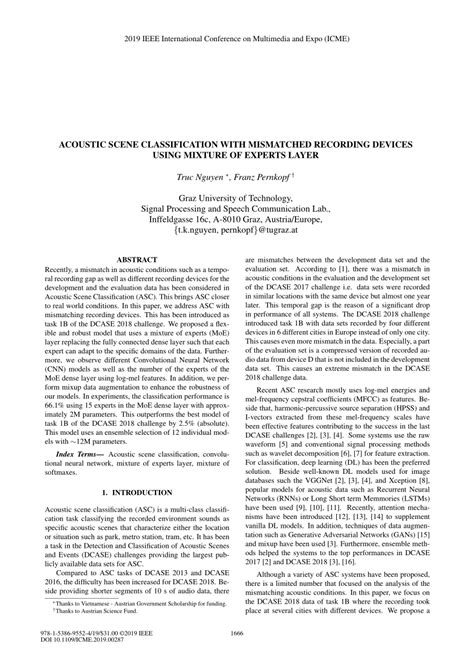 Pdf Acoustic Scene Classification With Mismatched Recording Devices Using Mixture Of Experts Layer