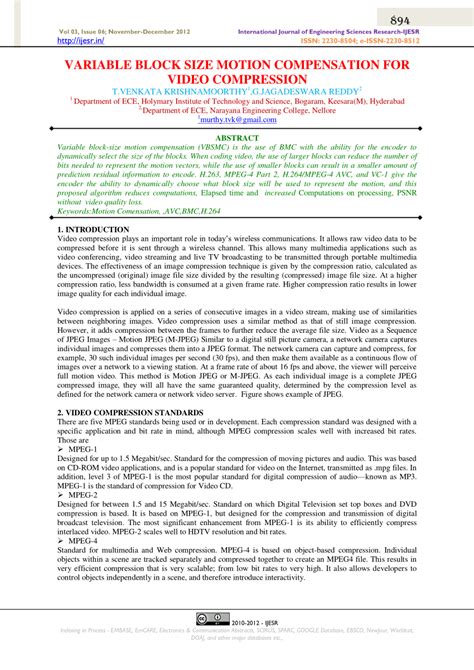Pdf Variable Block Size Motion Compensation For Video Compression