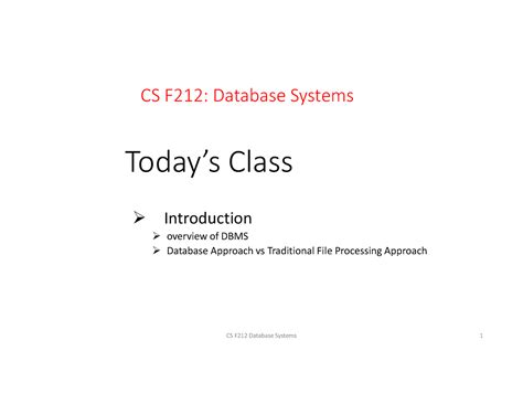 Bits Pilani Dbs Lecture Slides Class 2 Cs F212 Database Systems