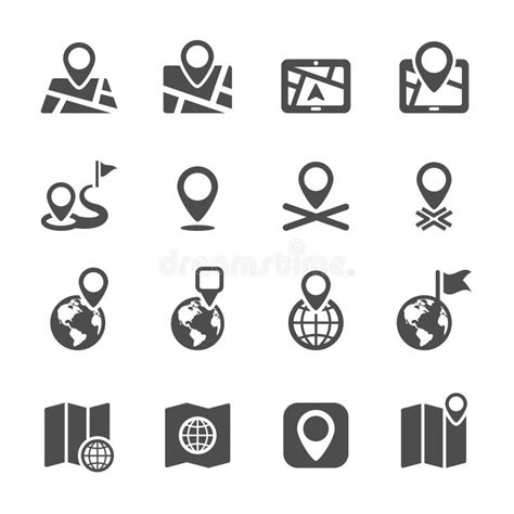 Navigation Icon Set Vector Eps10 Stock Vector Illustration Of Crossroad Location 53741455