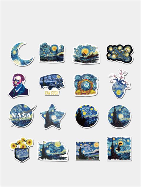 Стикерпак искусство Ван Гог 40шт стикеры наклейки купить по цене 132 ₽ в интернет магазине