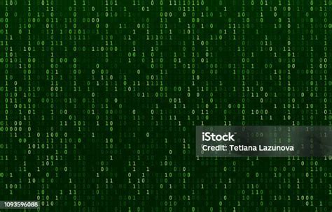 매트릭스 코드 스트림입니다 그린 데이터 코드 화면 이진 숫자 흐름 및 컴퓨터 암호화 행 화면 추상적인 벡터 배경 이진법에 대한