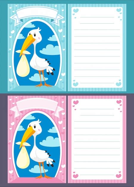 베이비 샤워 인사말 초대 카드 프리미엄 벡터