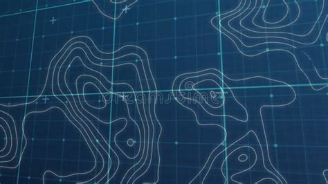 Animating Topographic Map Lines And Grid Over Blue Background Stock Footage Video Of