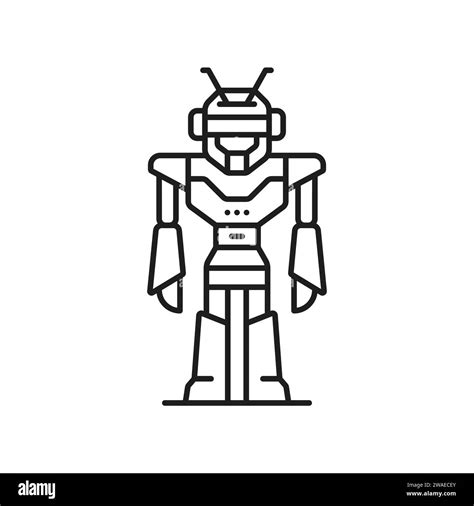 Alien Futuristic Robot Line And Outline Icon Chatbot Vintage Robot Symbol Or Icon Autopilot