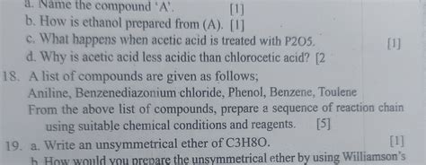 A Name The Compound A [1] B How Is Ethanol Prepared From A [1]