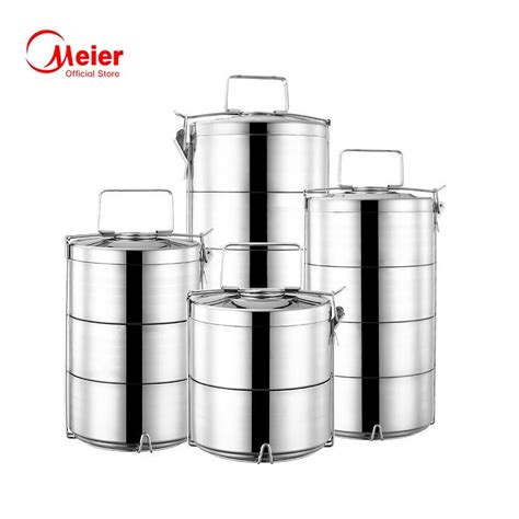 Meier ปิ่นโต 35ชั้น ปิ่นโตสแตนเลส มีที่จับ ใส่อาหาร เก็บความร้อน