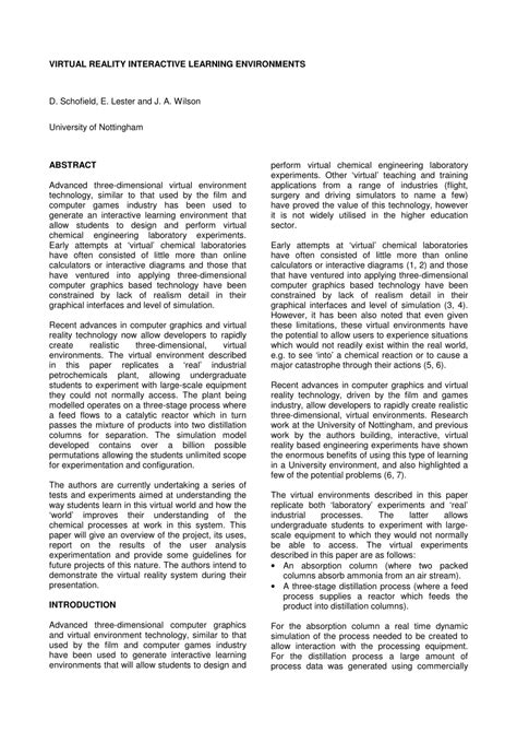 Pdf Virtual Reality Interactive Learning Environments