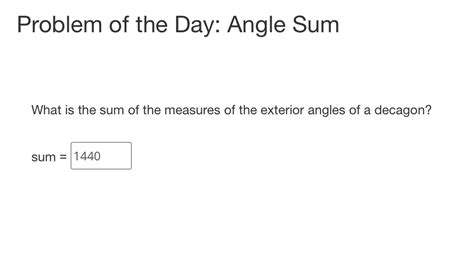Solved Problem Of The Day Angle Sum What Is The Sum Of The Chegg Com