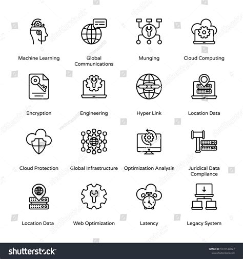 Big Data Outline Icons Stroked Vectors Stock Vector Royalty Free