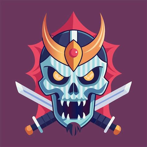 Premium Vector A Skull With A Sword And Swords With The Word Devil On It
