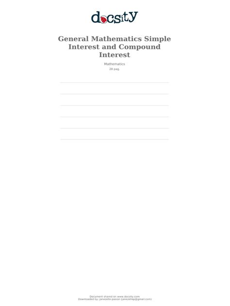 Docsity General Mathematics Simple Interest And Compound Interest Pdf Interest Compound