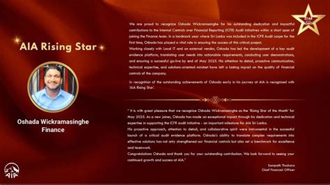 🌟 Honored And Grateful 🌟 I Am Truly Humbled To Be Recognized As The Aia Rising Star For May 2025