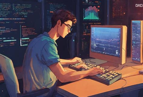 a man sitting at a computer with a keyboard and mouse premium ai