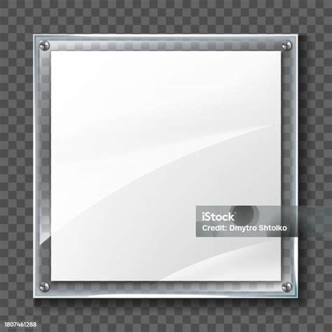 투명한 배경에 고립된 사실적인 유리 프레임의 빈 포스터 투명 벽 아크릴 사진 포스터 디스플레이 프레임 0명에 대한 스톡 벡터