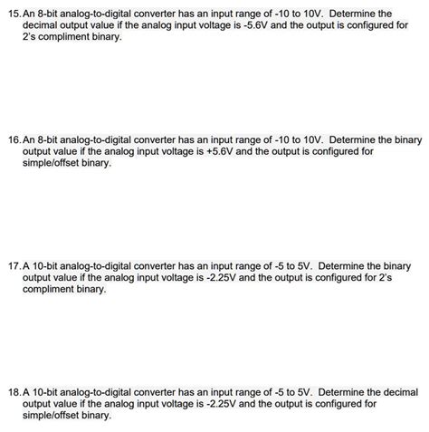 15 An 8 Bit Analog To Digital Converter Has An Input Range Of 10 To