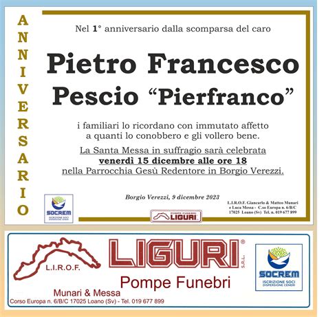 Pietro Francesco Pescio Pierfranco Il Vostro Giornale Necrologie