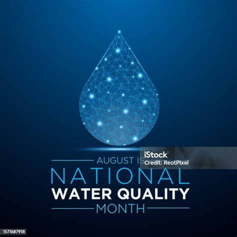 매년 8월은 전국 수질의 달입니다 로우 폴리 스타일 디자인 기하학적 배경입니다 배너 인사말 카드 배경이 있는 포스터를 위한 벡터 템플릿입니다 격리된 벡터 그림입니다