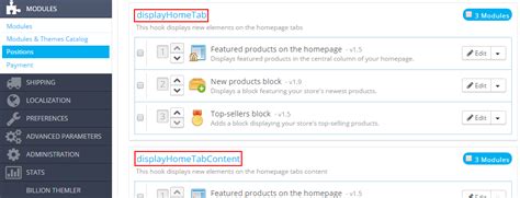 PrestaShop Hook Home Tab BillionAnswers