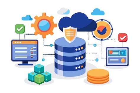 Illustration Depicting A Secure Cloud Database System With Multiple Connected Devices Including