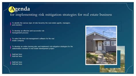 Agenda For Implementing Risk Mitigation Strategies For Real Estate Business Ppt Sample